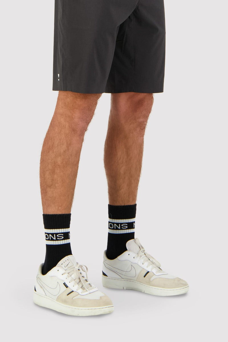 MONS ROYALE Unisex Signature Merino Crew Sock Band Black / White ...