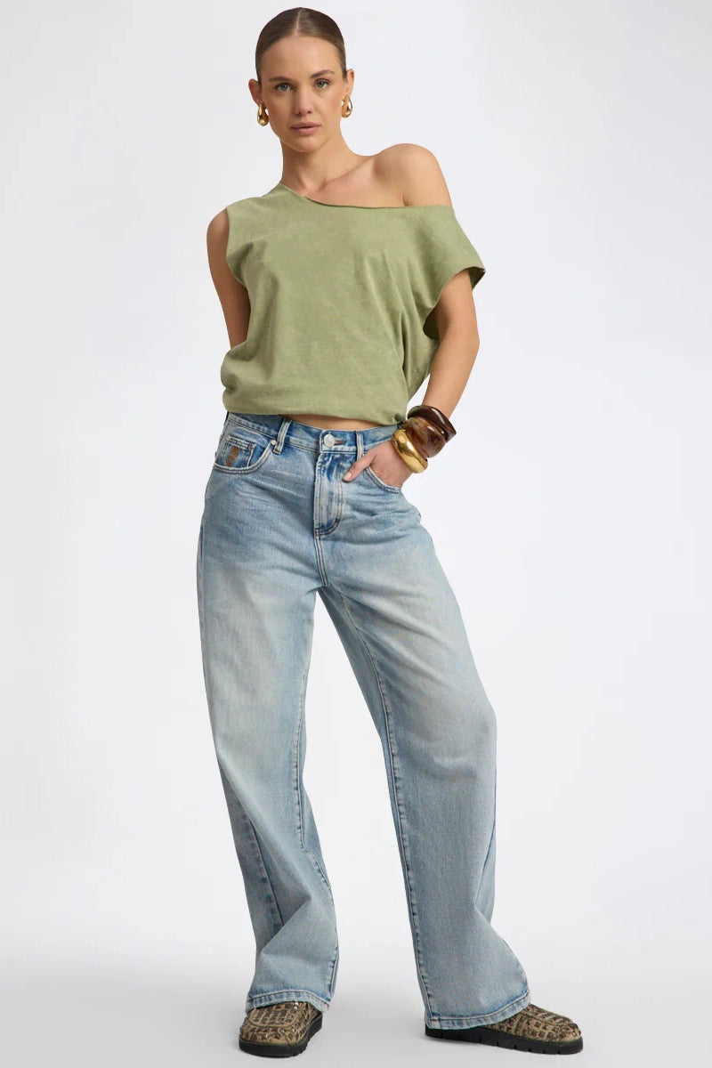 ONE TEASPOON Baxters Mid Waist Wide Leg Jean Hendrixe Blue – Corner ...