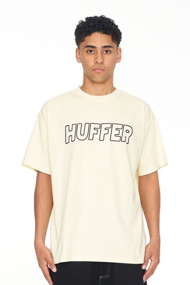 Buy men's HUFFER Title Line Block Tee 190 Limoncello | Corner Store