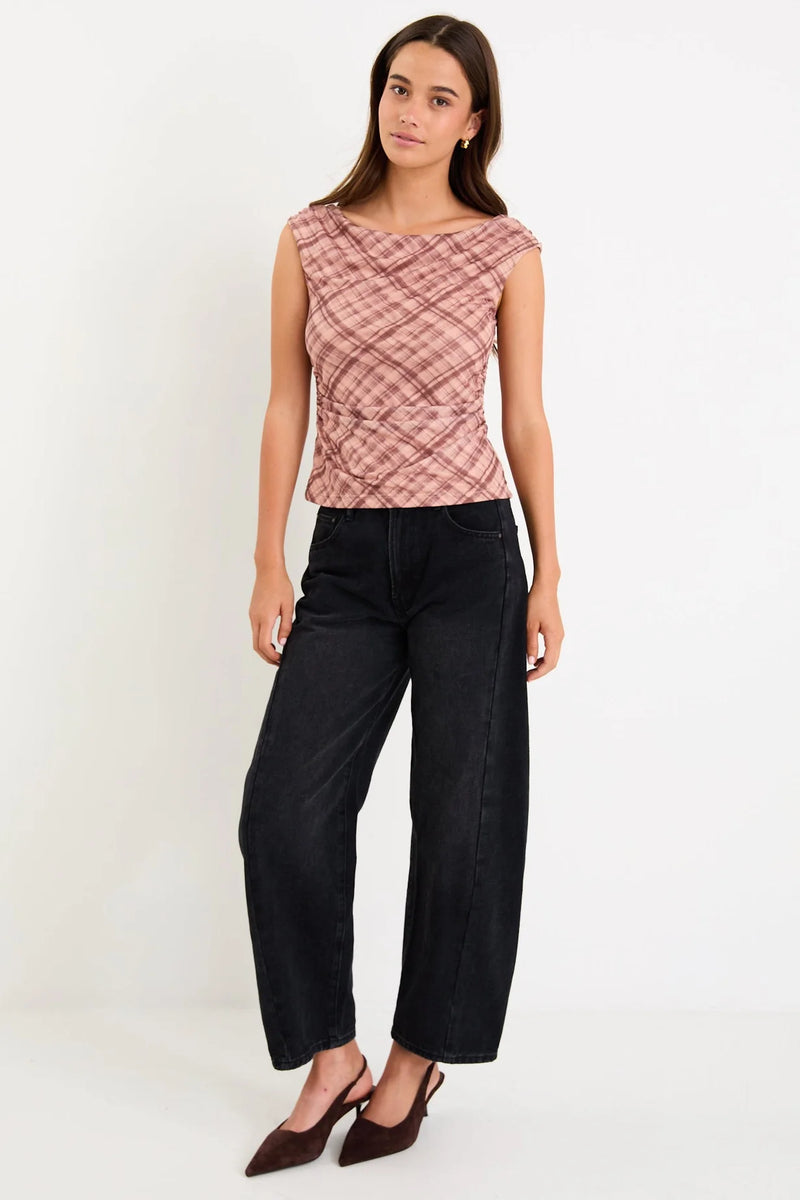 STORIES BE TOLD Quartette Scoop Neck Top Blush Check Mesh – Corner ...