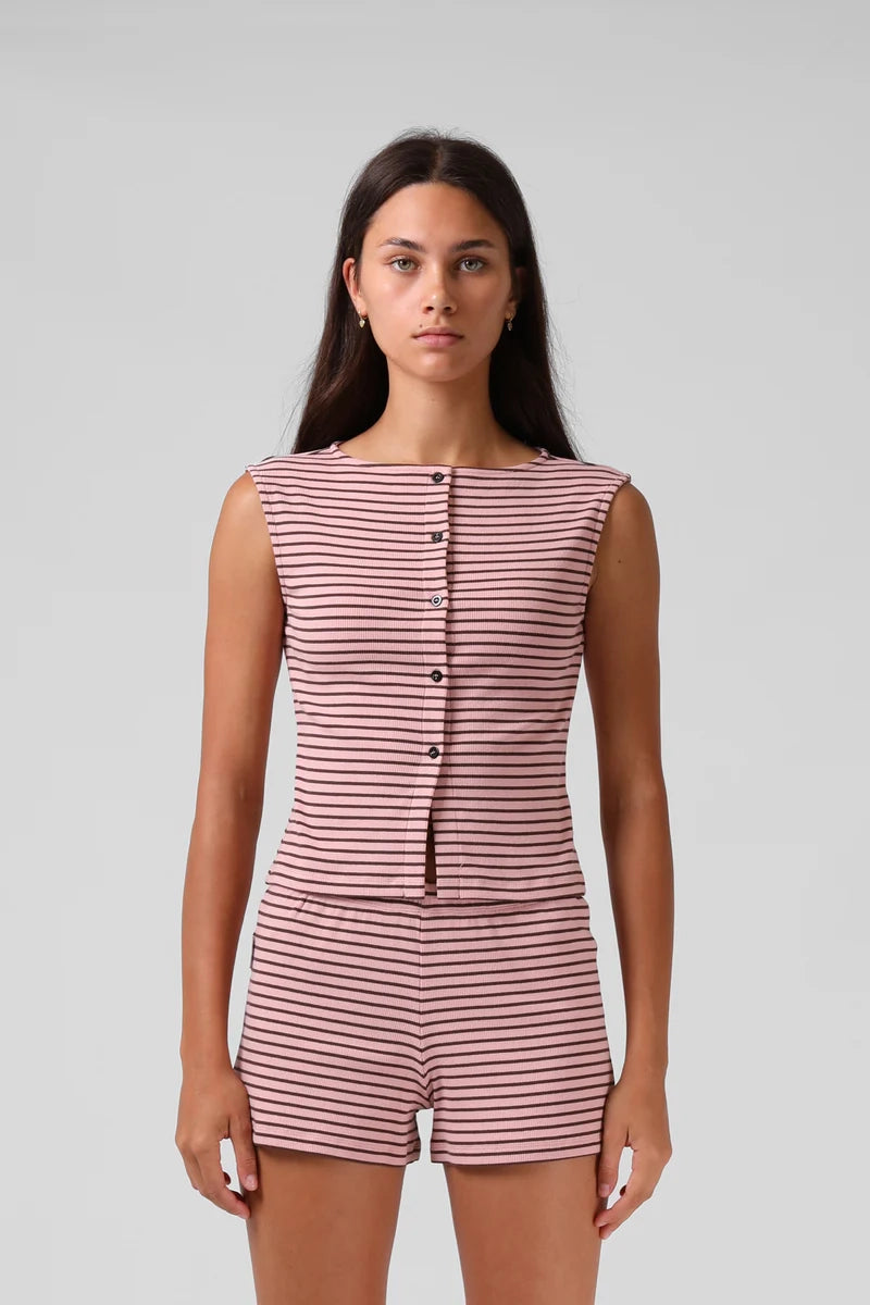 RPM Button Up Tank Top Pink Stripe – Corner Store Wanaka