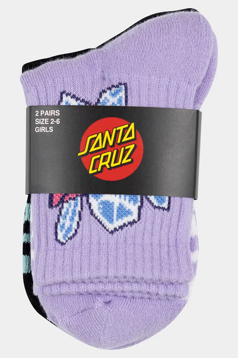SANTA CRUZ Crystal Stack Mid Sock Youth 2 Pack 2-6 Lavender Black ...